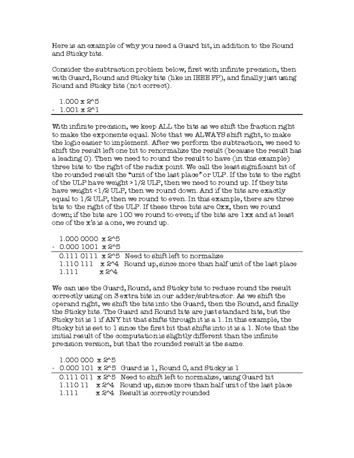 Guardbits - Explain about guard bits - Here is an example of why you ...