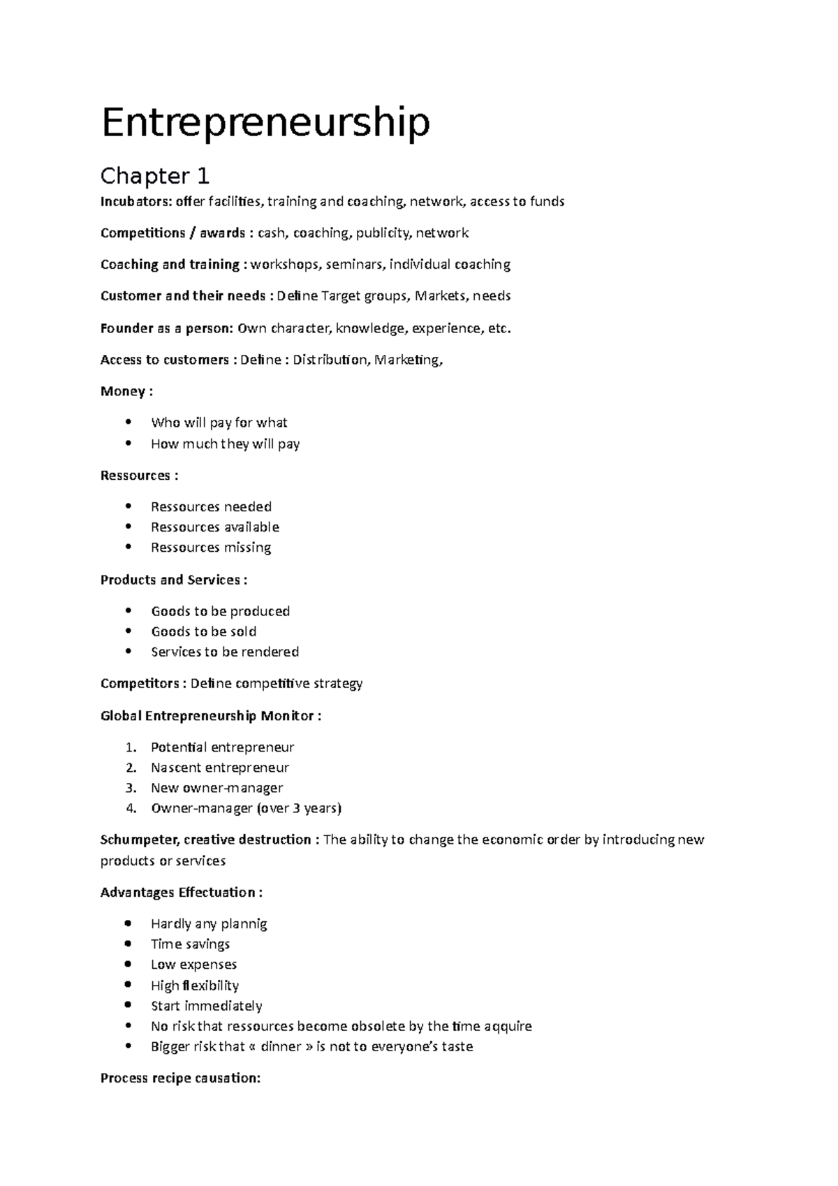 Entrepreneurship & Innovation Summary Short - Entrepreneurship Chapter ...