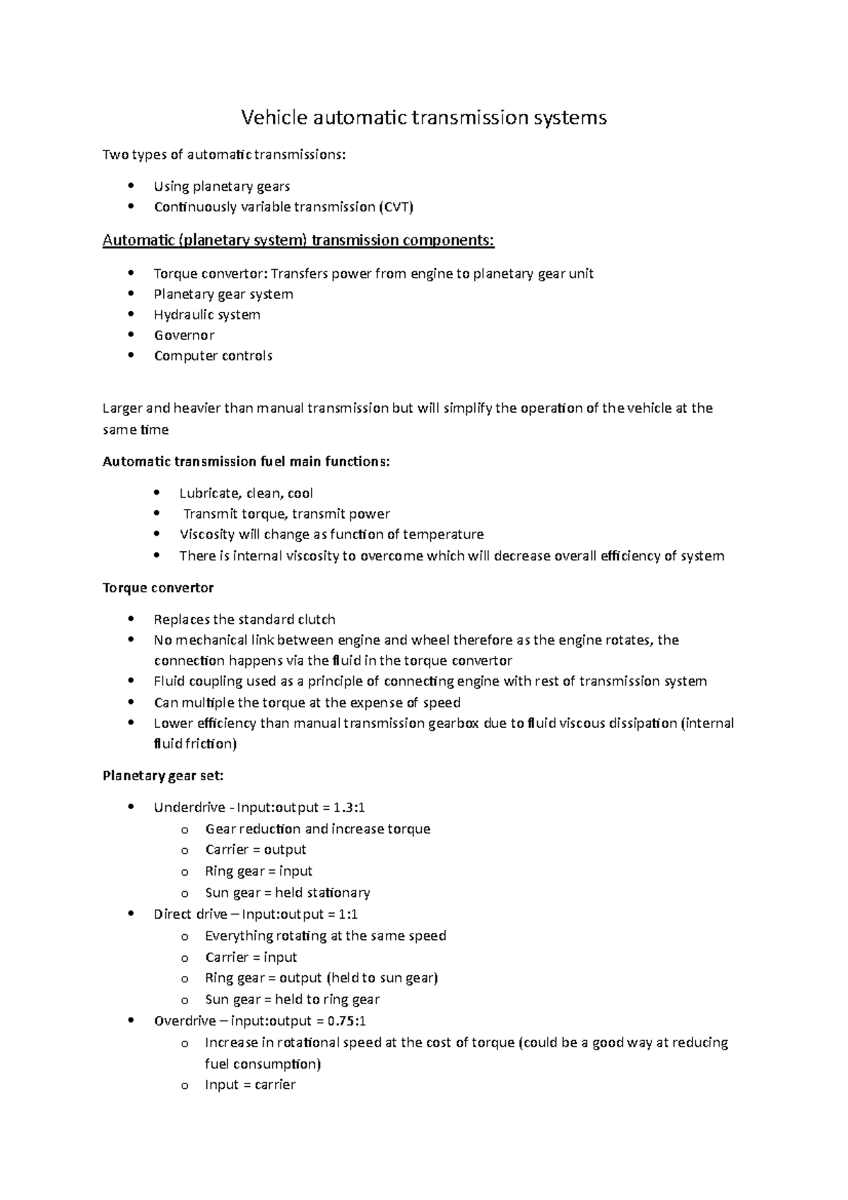 Vehicle automatic transmission and clutch overview - Vehicle automatic ...