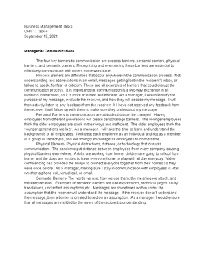 AVM1 Task 4 - Grade: Pass - AVM1 Task 4 - Barriers to Communication 9 ...