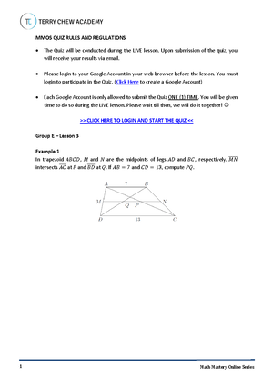 202006 2256 Group E - Lesson 1 - Group E – Lesson 1 Example 1 Find the ...