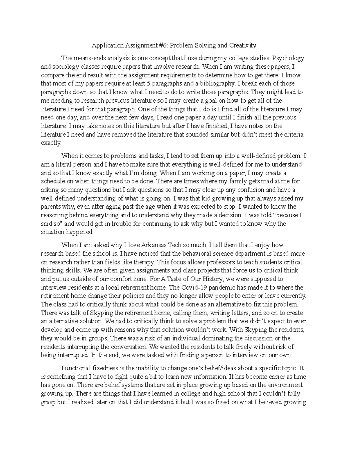 Application Assignment 6 - Psychology and sociology classes require ...