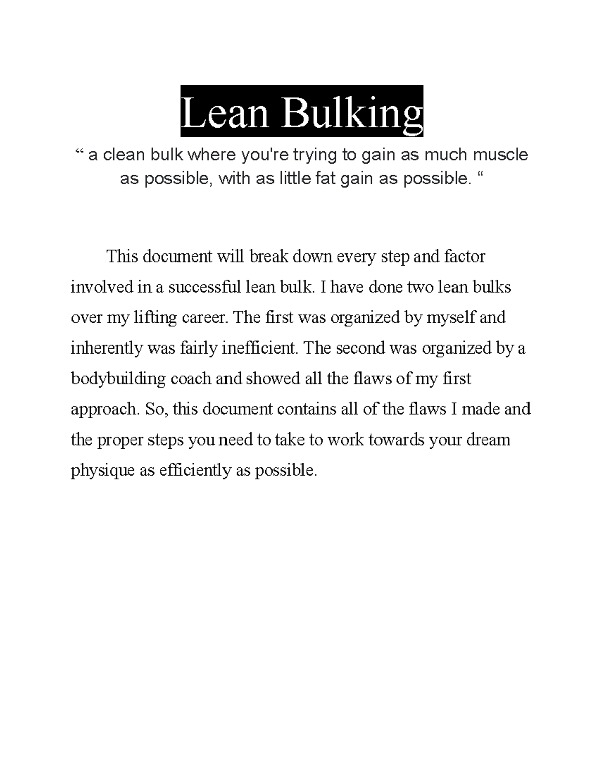 Lean Bulking Guide - We go jim - Lean Bulking