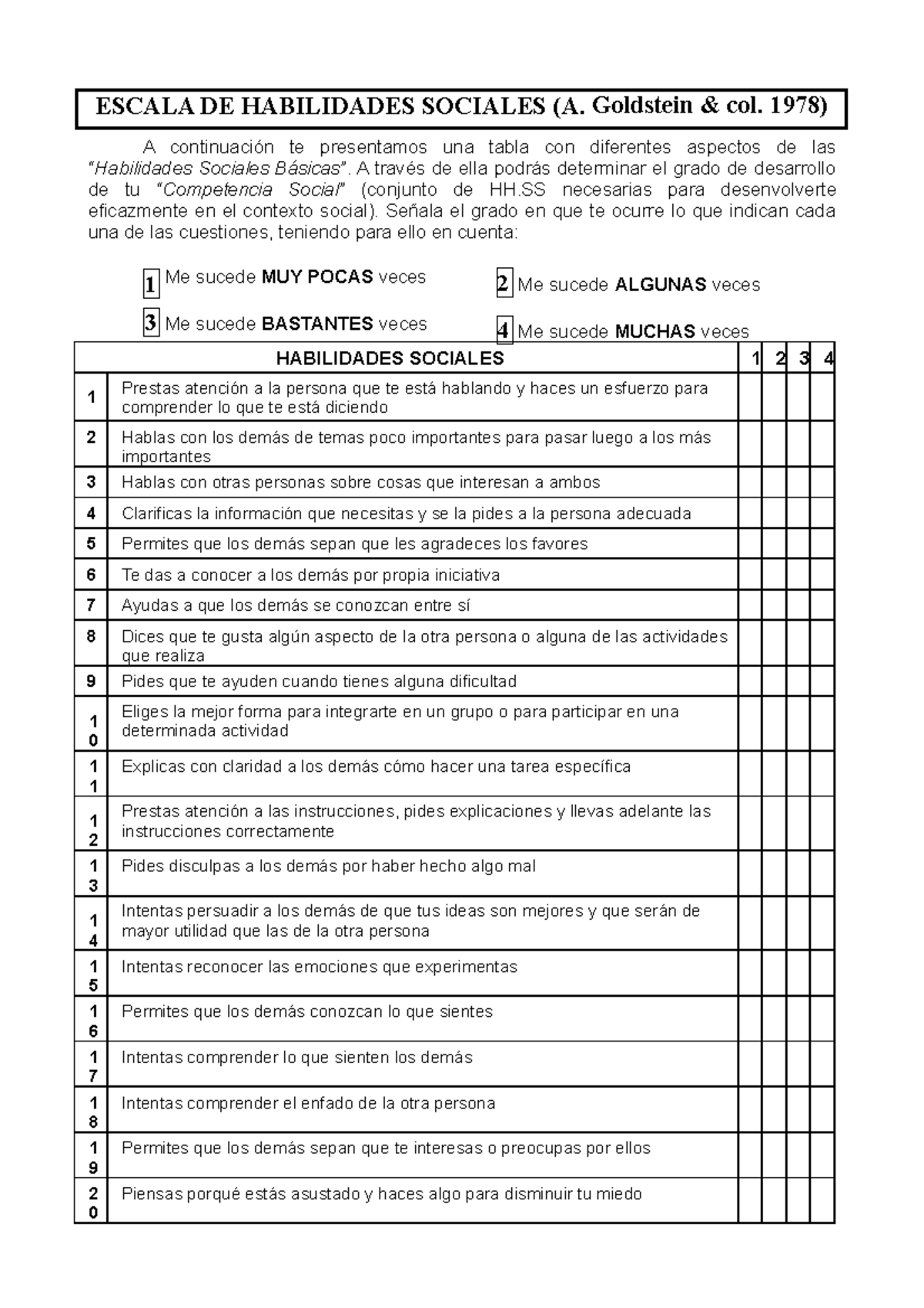 Cuestionario- Habilidades- Sociales - Adolescentes - A continuación te ...