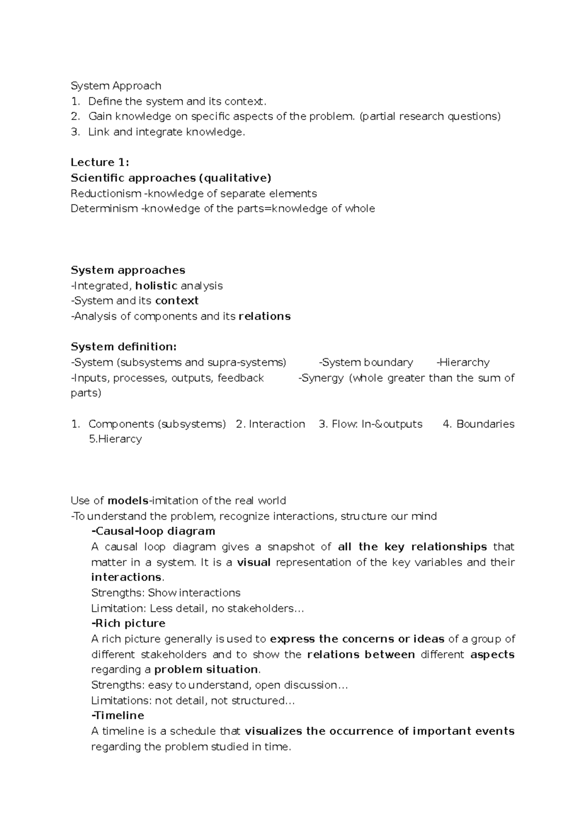 Notes for APS - System Approach Define the system and its context. Gain ...