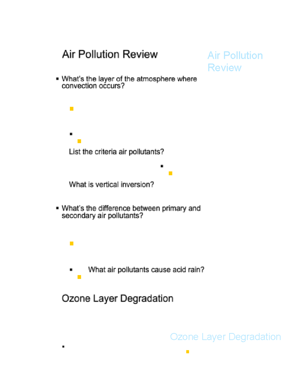 Air Quality Notes Part 2 - Air Pollution Review What’s the layer of the ...