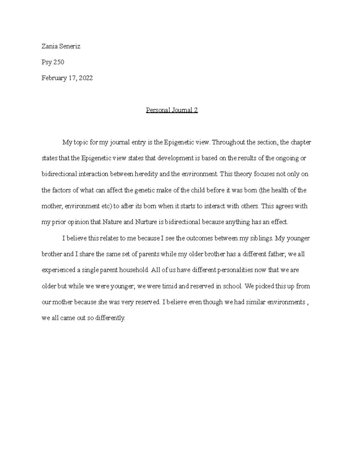 Personal Journal 2 - connecting with chapter concepts - Zania Seneriz ...
