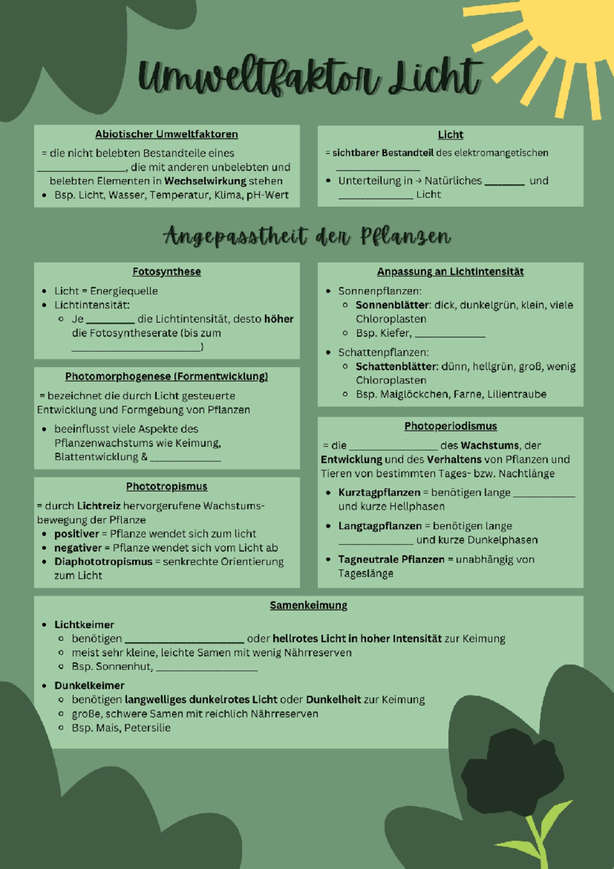 Handout - Allgemeine Biologie - Studocu