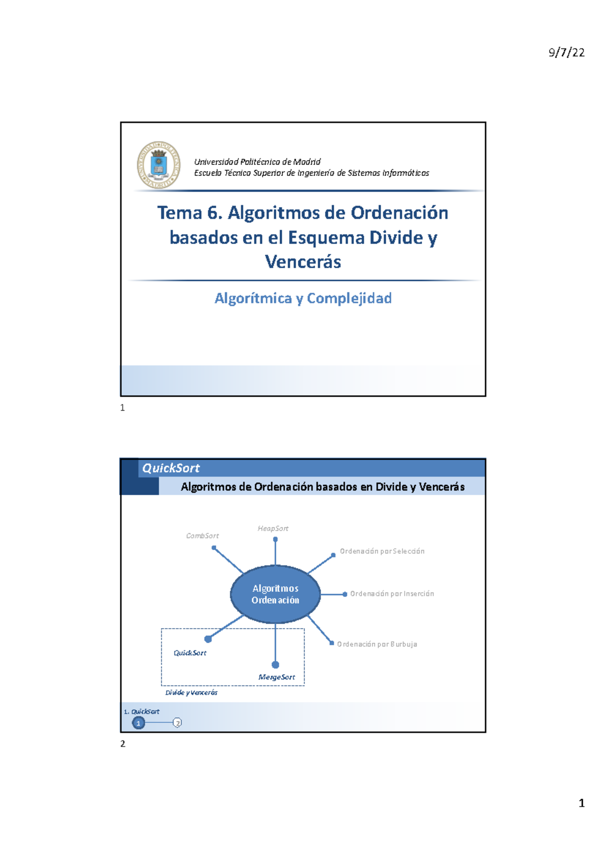 Tema 5. Esquema Divide y Vencerás red - Tema 6. Algoritmos de ...