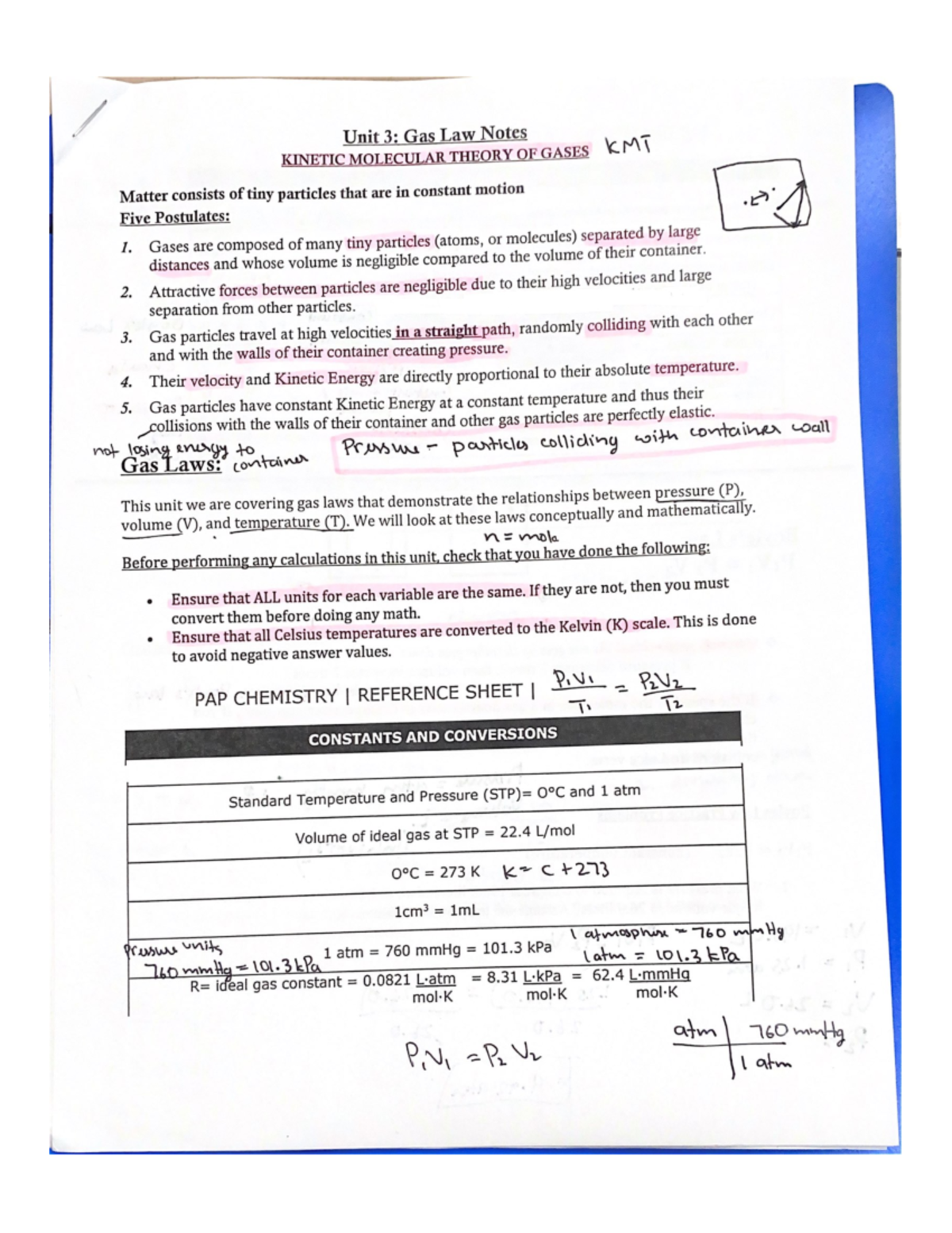 Unit 3 Gas Law Notes - Studocu