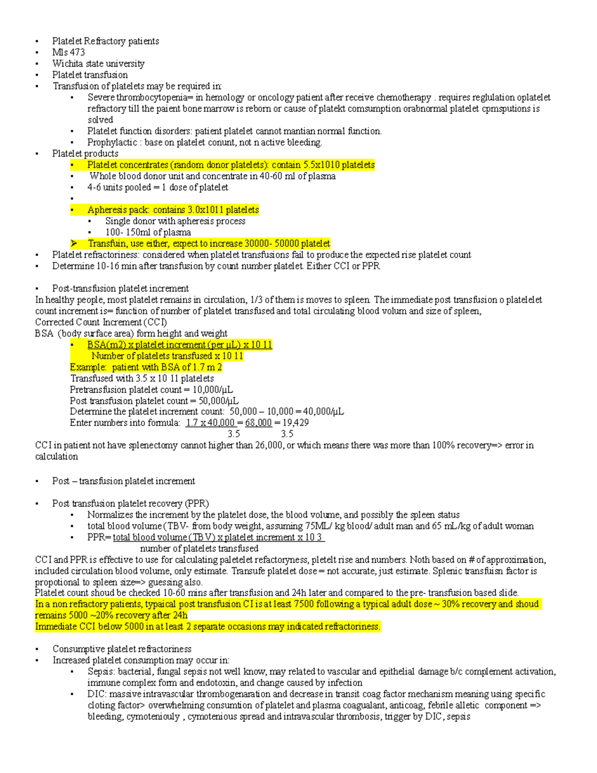 Platelet Refractory patients - • • • • • • • • Platelet Refractory ...
