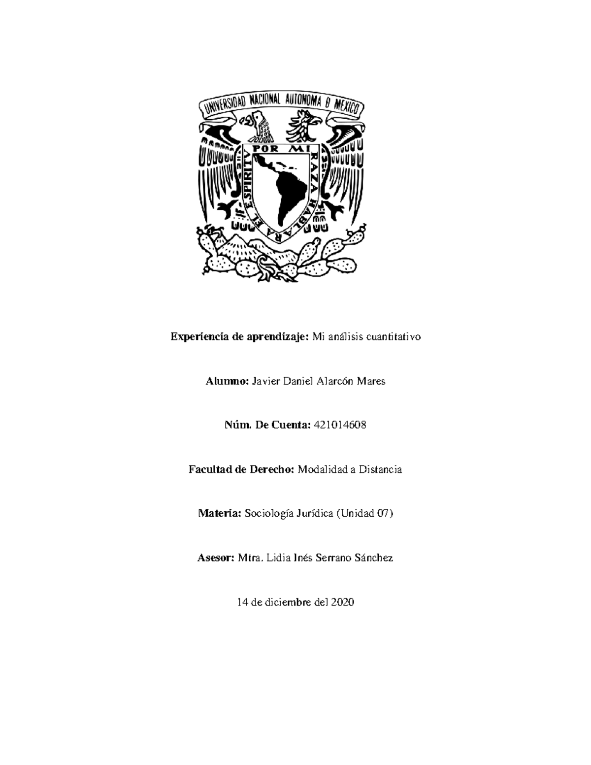 Alarconj a2u7 SJ - Historia sobre sociología jurídica - Experiencia de ...