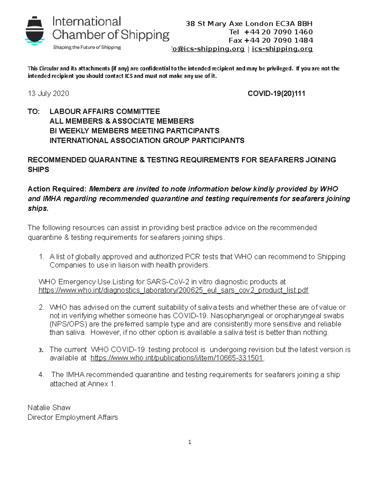 Covid-192011 1 - Recommended Quarantine Testing Requirements FOR ...