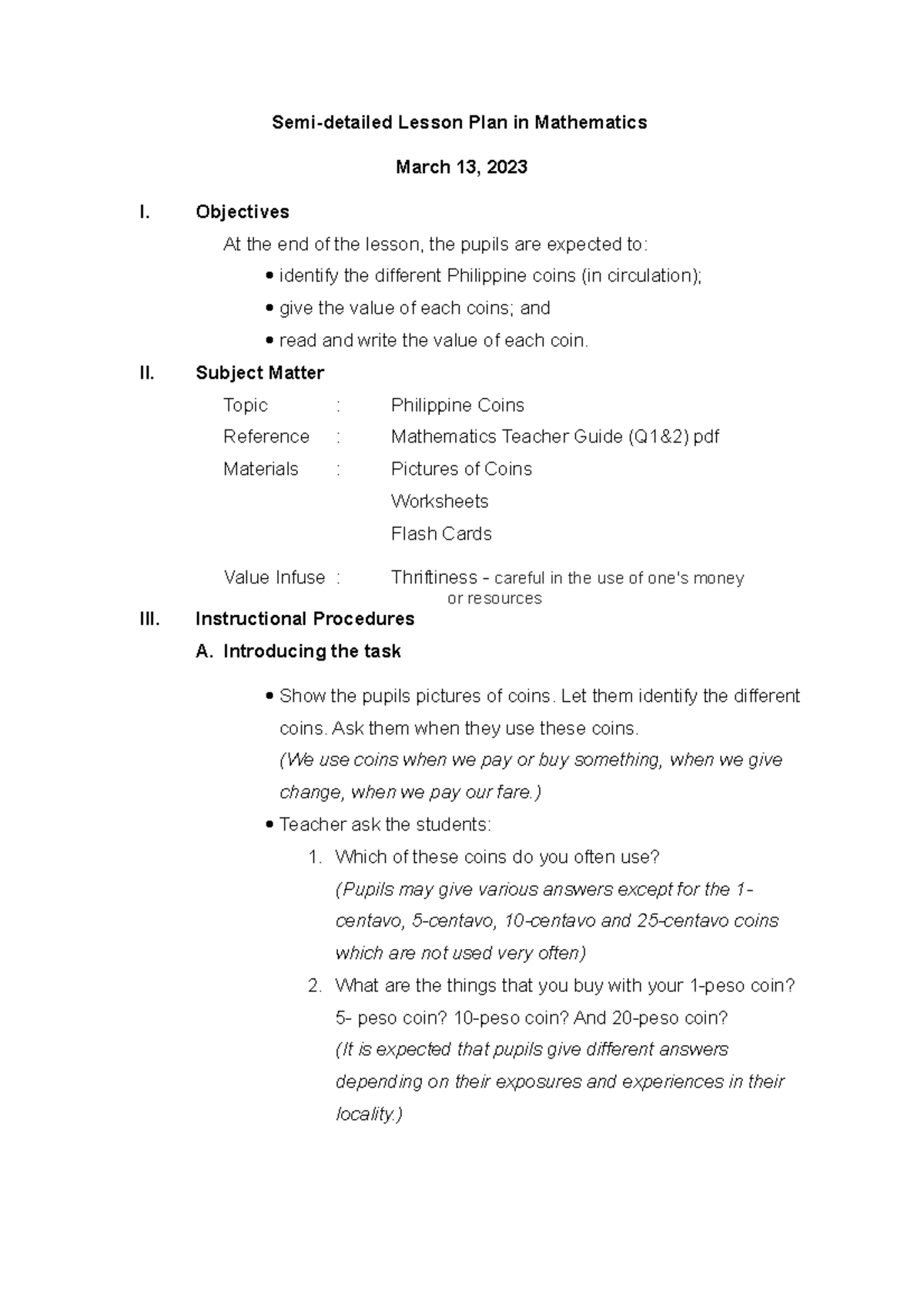 Sampayan R Semi Detailed Lesson Plan for Philippine Money COins sampayan-r-semi-detailed-lesson-plan-for-philippine-money-coins