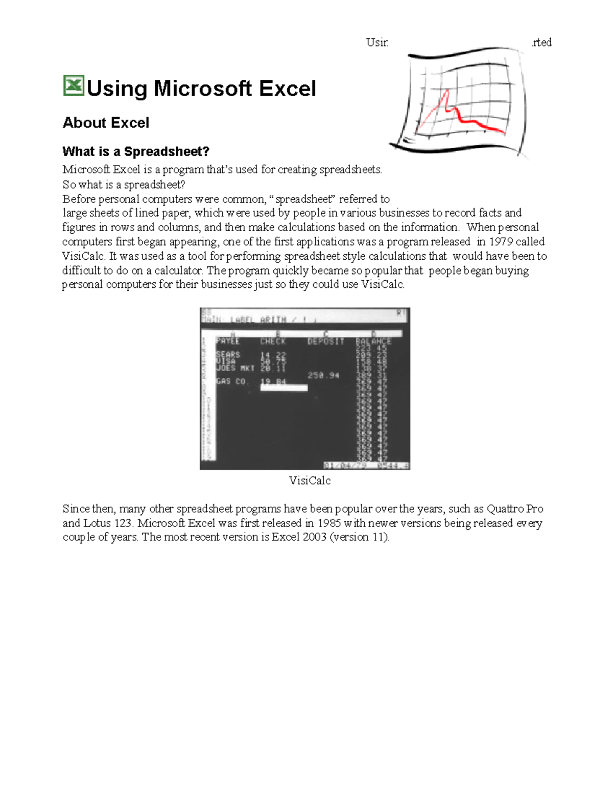 Using Microsoft Excel 1 Getting Started So What Is A Spreadsheet Before Personal Computers