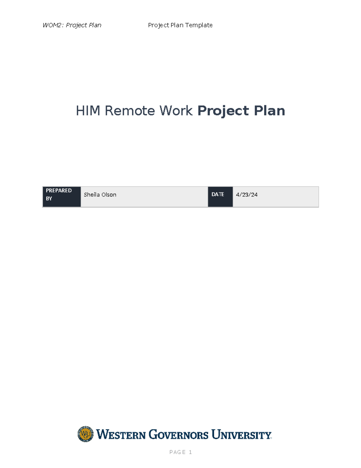 D257 Task 2 Healthcare Project Management - HIM Remote Work Project ...