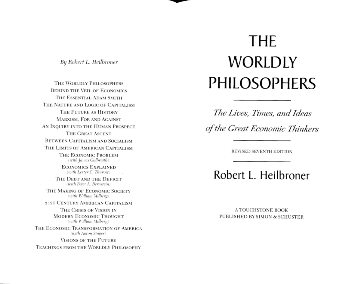 The-worldly-philosophers-robert-heilbroner compress - ECON1401 - Studocu
