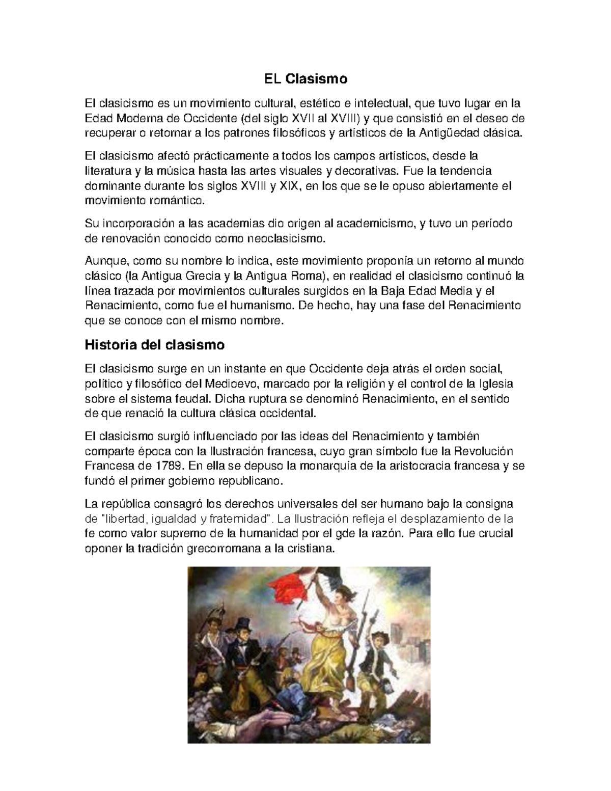 resumen sobre EL Clasicismo - EL Clasismo El clasicismo es un ...