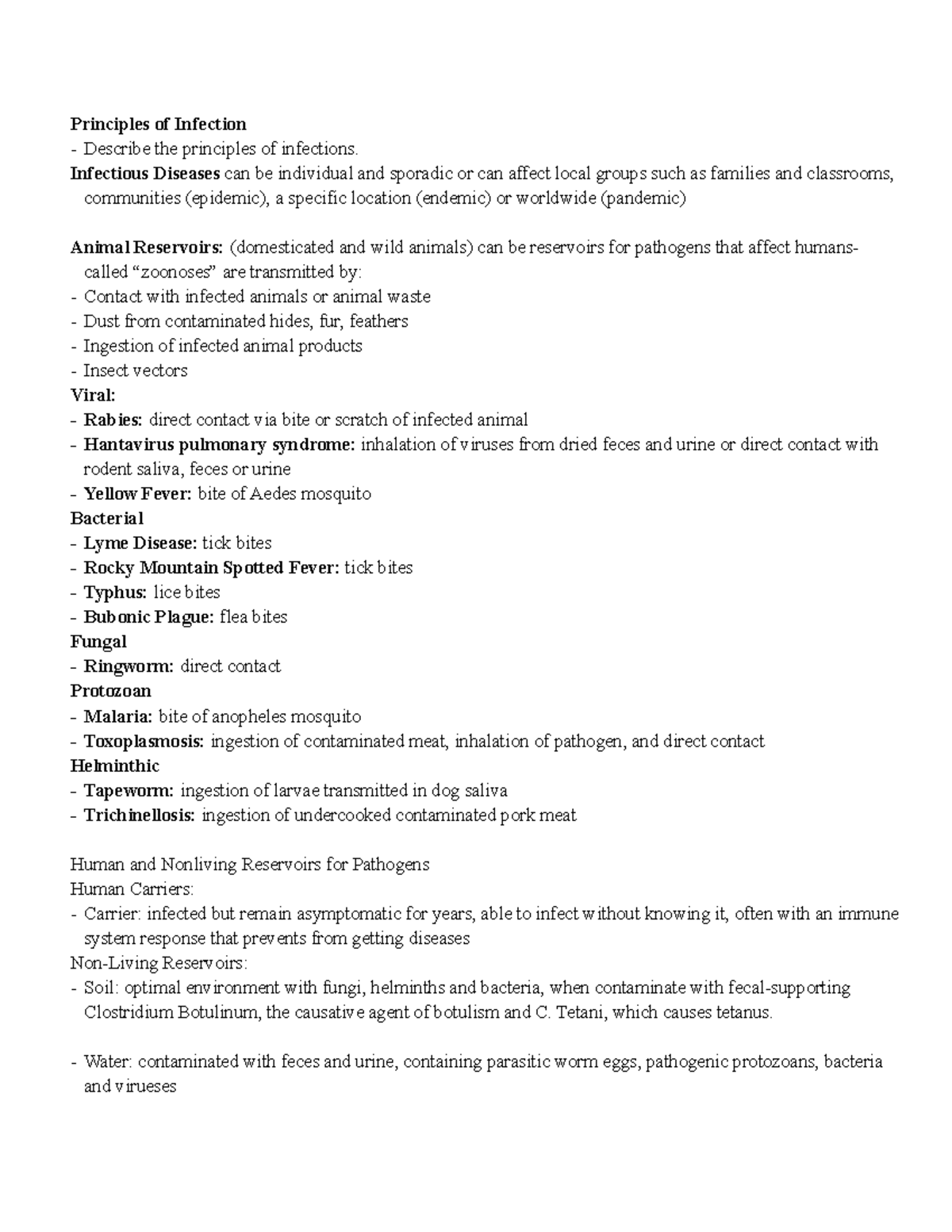 Week #2 Pathophysiology - Principles of Infection Describe the ...