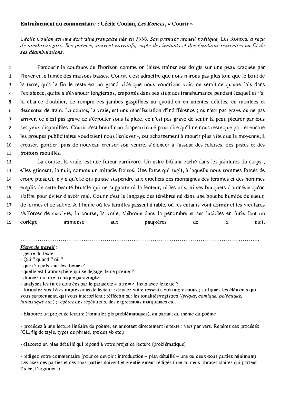 Commentaire Les Ronces Cécile coulon - Entraînement au commentaire ...