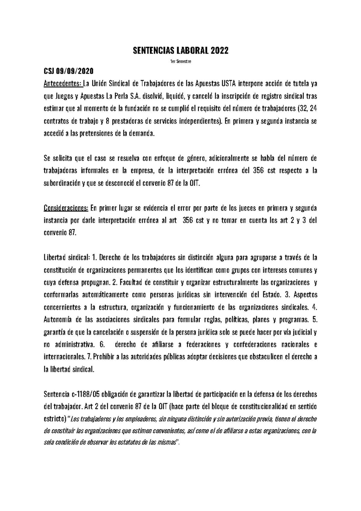 Sentencias laboral 2022 - SENTENCIAS LABORAL 2022 1er Semestre CSJ 09 ...
