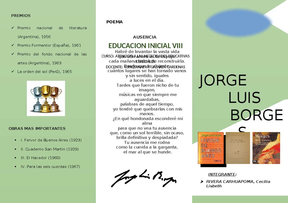 Triptico Borges - INTEGRANTE: RIVERA CARHUAPOMA, Cecilia Lisbeth JORGE ...