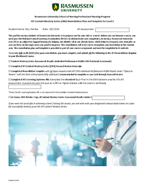 ATI Remediation Template Sample - Rasmussen University School of ...