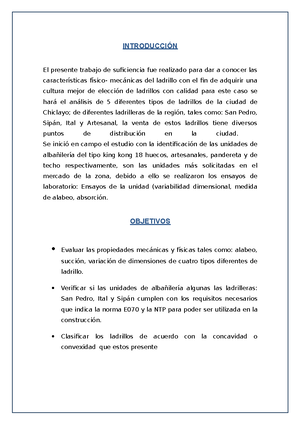 Ensayos a unidades de Albañilería Informe Final IC-456789012 ...