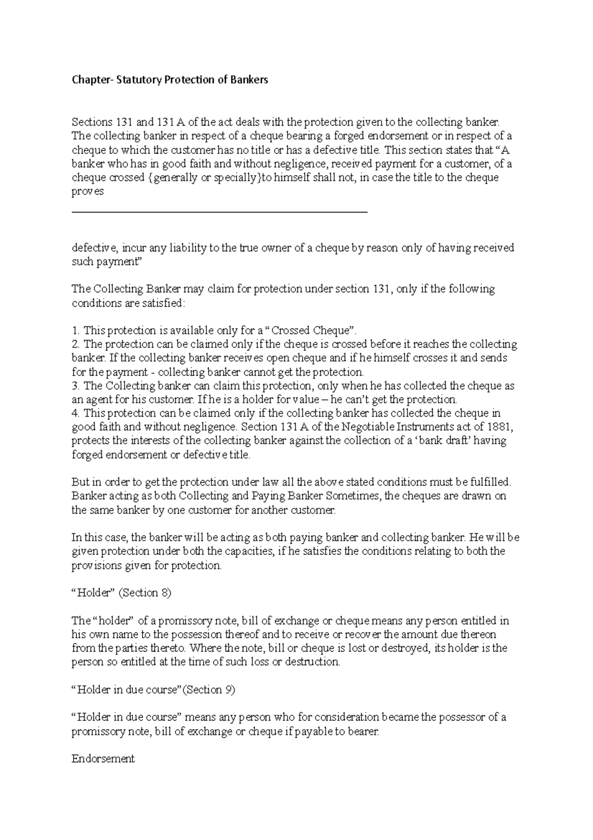 Chapter-Statutory Protection of Bankers - Chapter- Statutory Protection ...