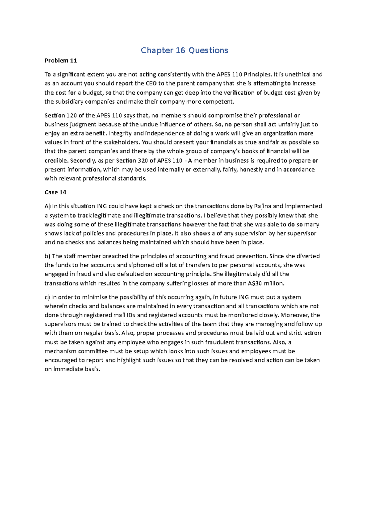 Chapter 16 Questions and answers - 22207 - UTS - StuDocu