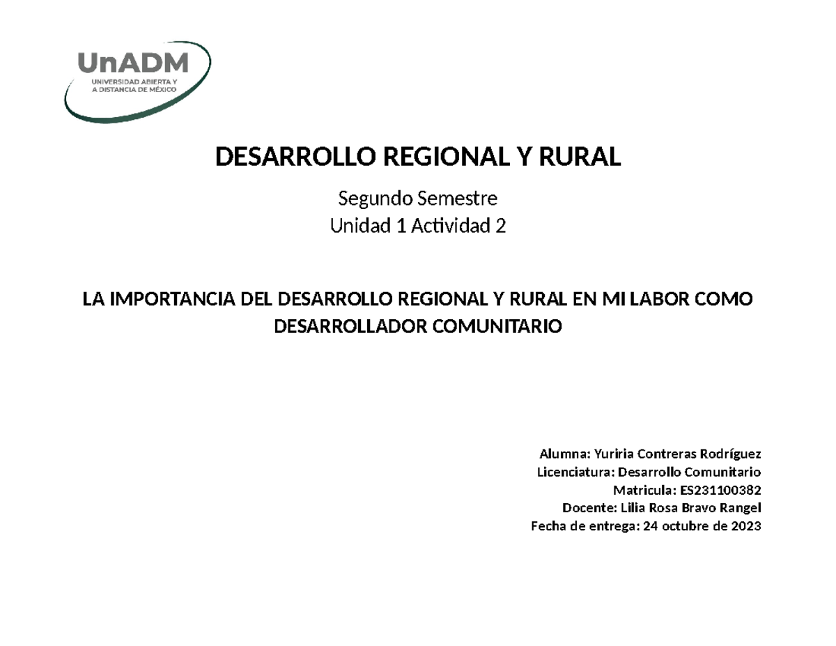 DRR U1 A2 YUCR - para aprender - Desarollo rural - DESARROLLO REGIONAL ...