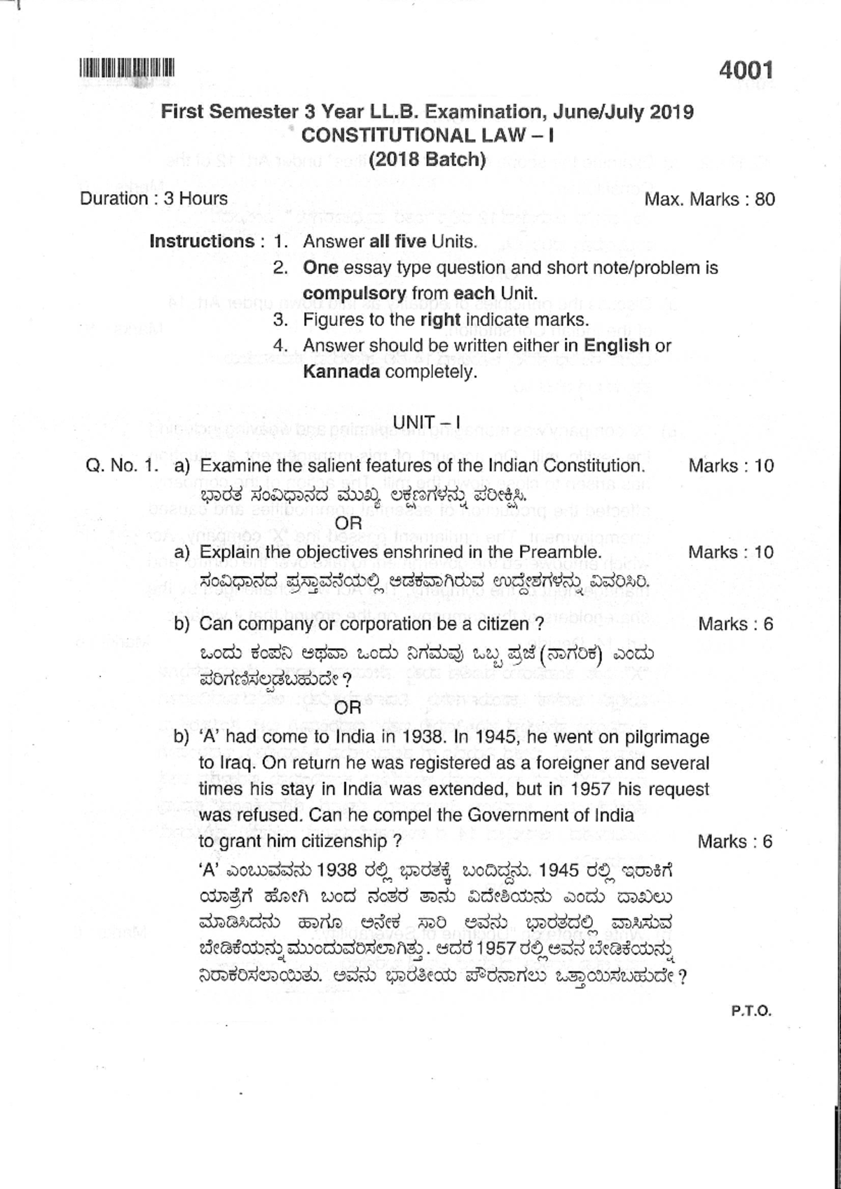 Question paper -1 - constitution - Llb 3 years - Studocu