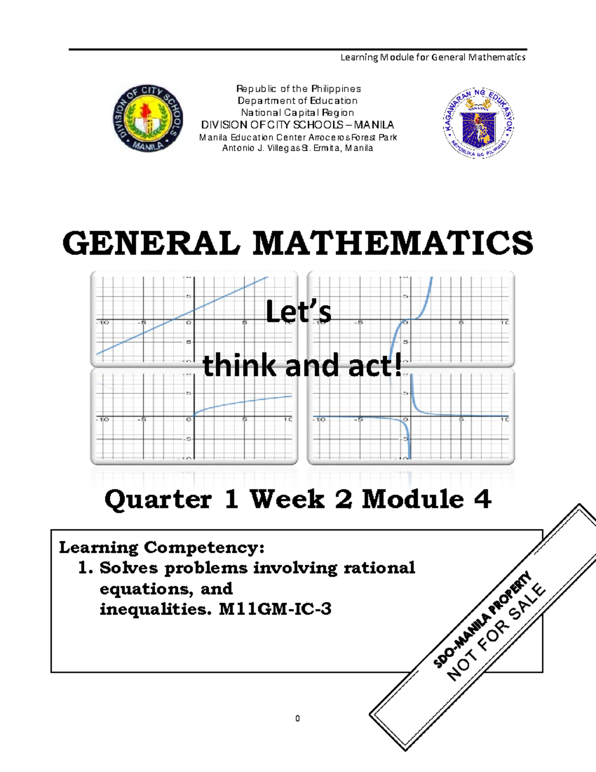 Genmath-11 Q1 W2 Mod4 - asdasdasdas - Re p ub lic o f the Philip p ine s De p a rtm e nt o f Ed ...