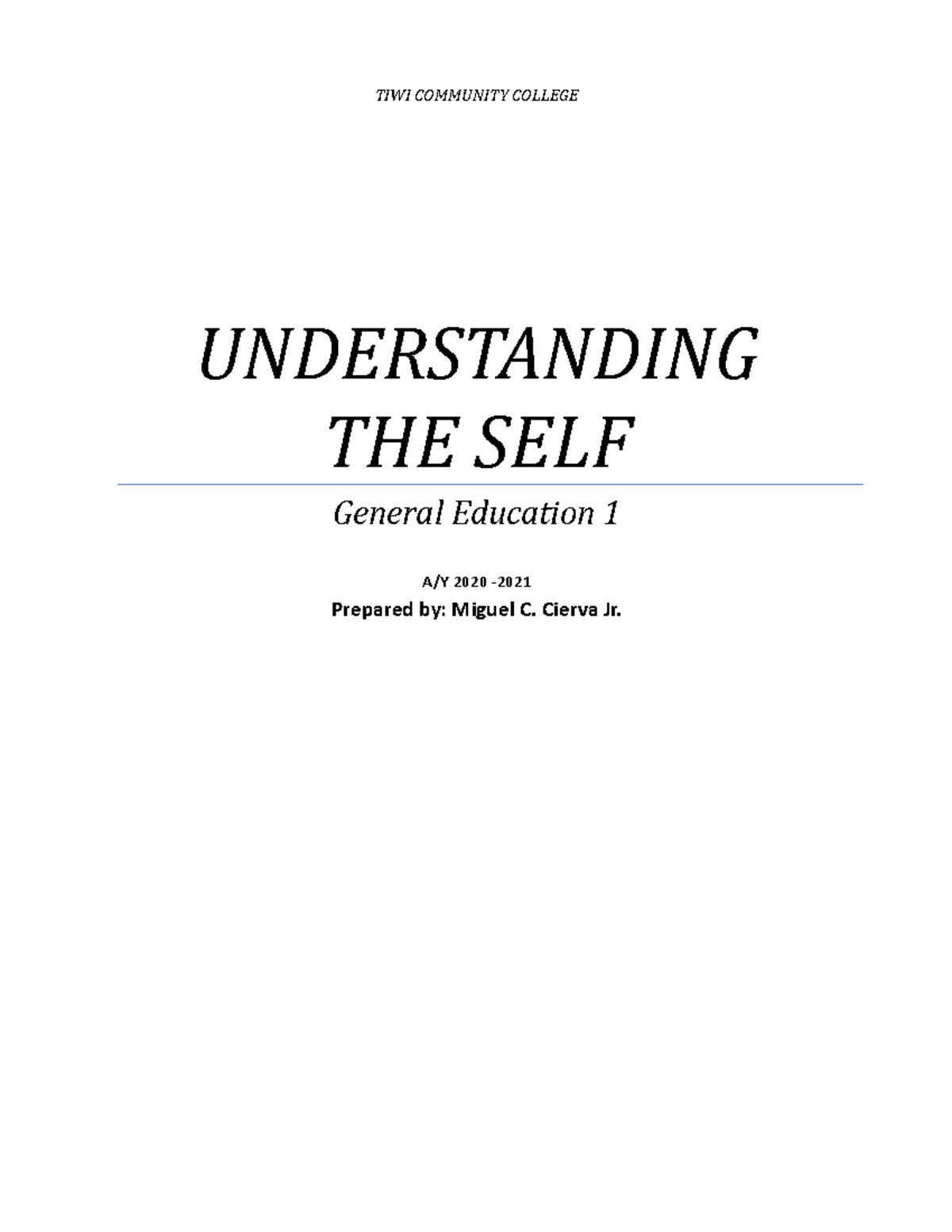 Module-understanding-the-self compress - TIWI COMMUNITY COLLEGE ...