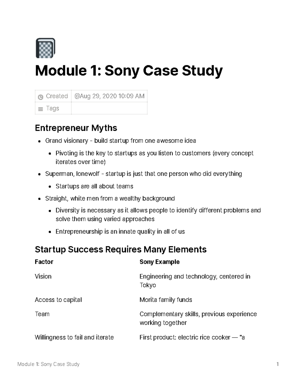 ES 250 (Rashmi Menon): Module 1 Sony Case Study - 📓 Module 1: Sony Case Study Created Tags - Studocu