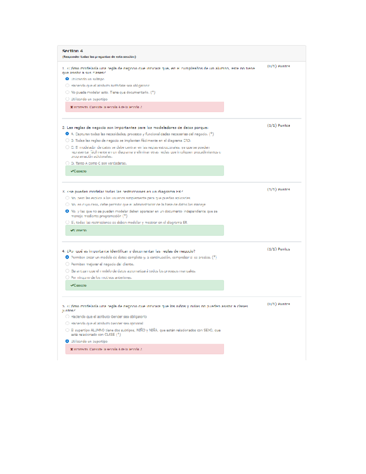 DB Oracle - Prueba: DD Database Design Examen de mitad del trimestre Revise las respuestas, los ...