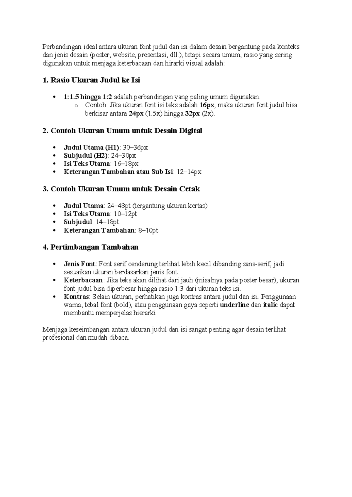3. Perbandingan Ideal antara Ukuran Font Judul dan Sub Judul Dalam ...