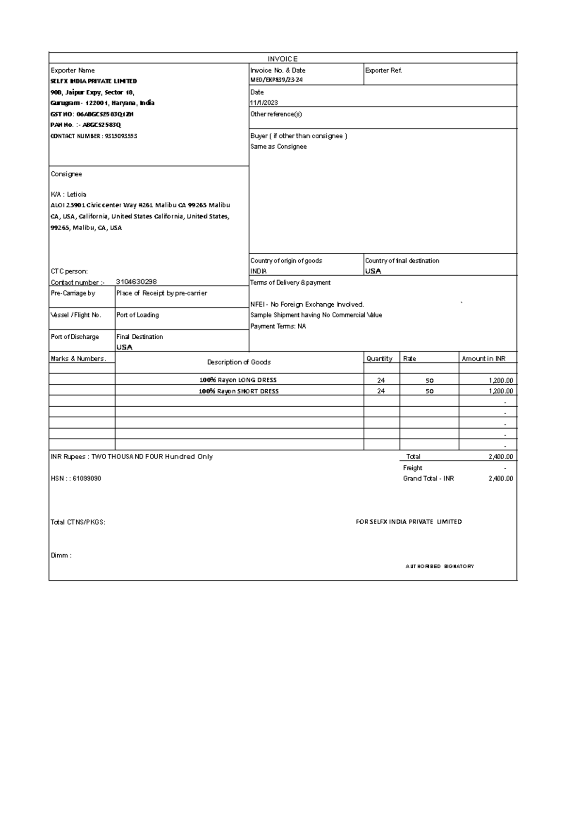 Apparel Invoice.xlsx - Ukom-9 - INVOICE Exporter Name Invoice No ...