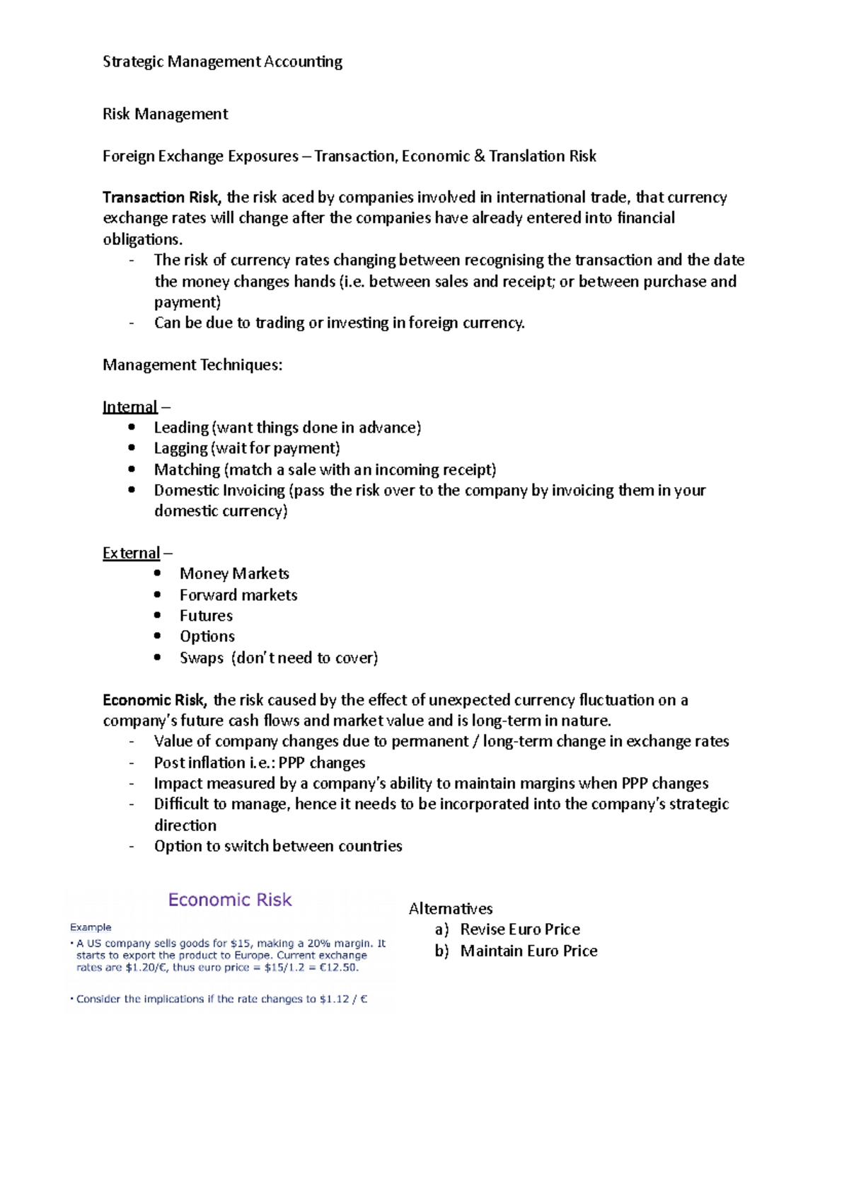 Risk Management - Risk Management Foreign Exchange Exposures ...