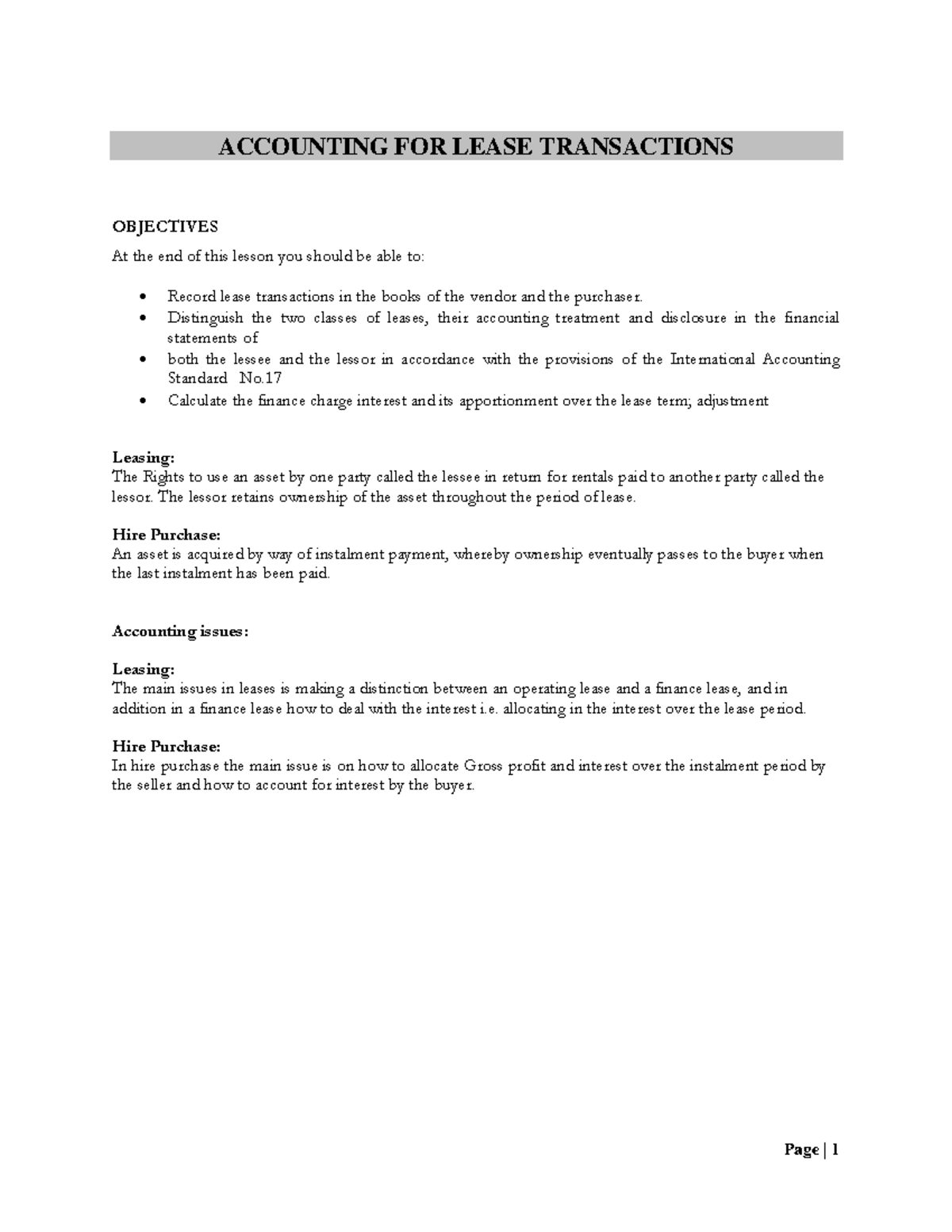 Chapter Three Accounting for Leases - ACCOUNTING FOR LEASE TRANSACTIONS ...