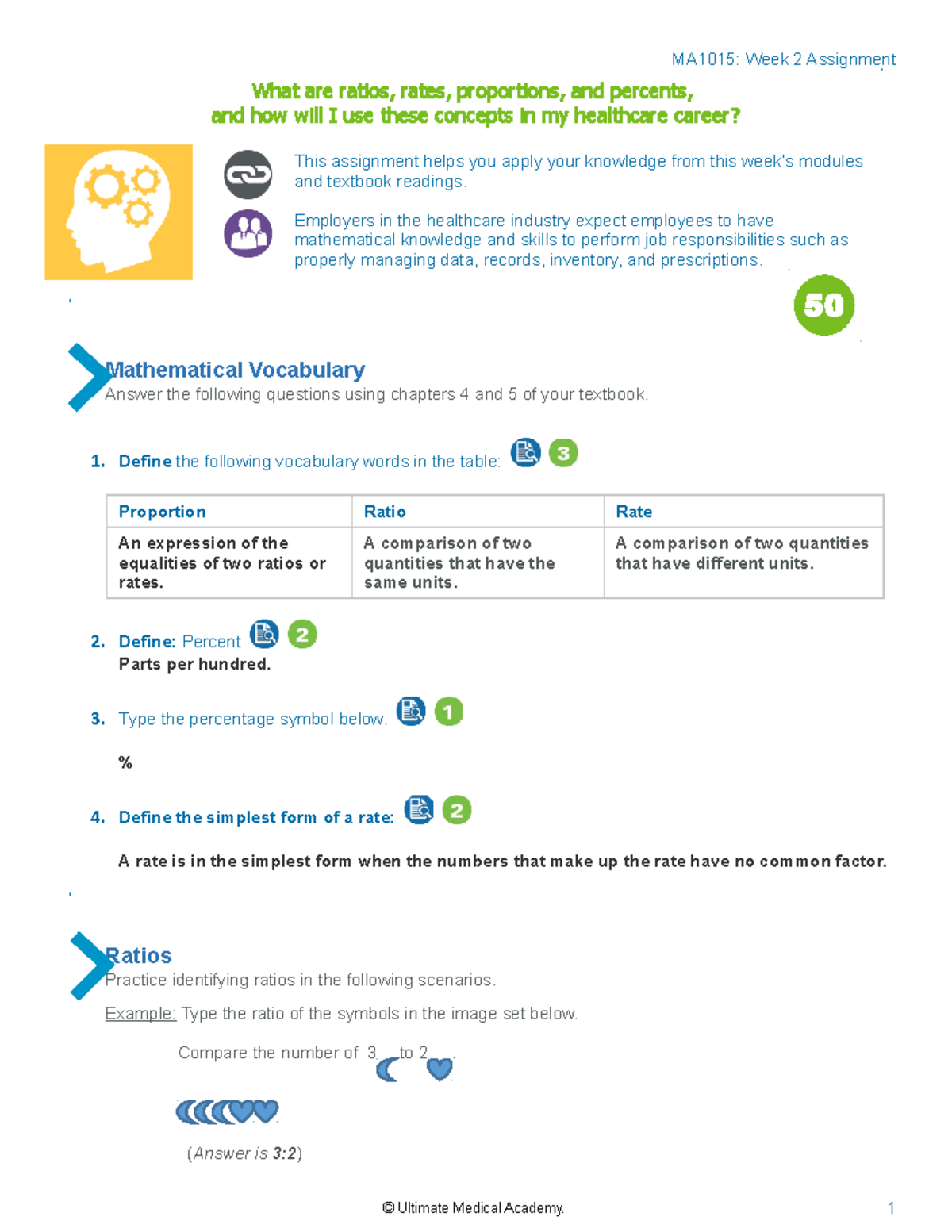 MA1015 Week2 Assignment V01 - MA1015: Week 2 Assignment What are ratios ...