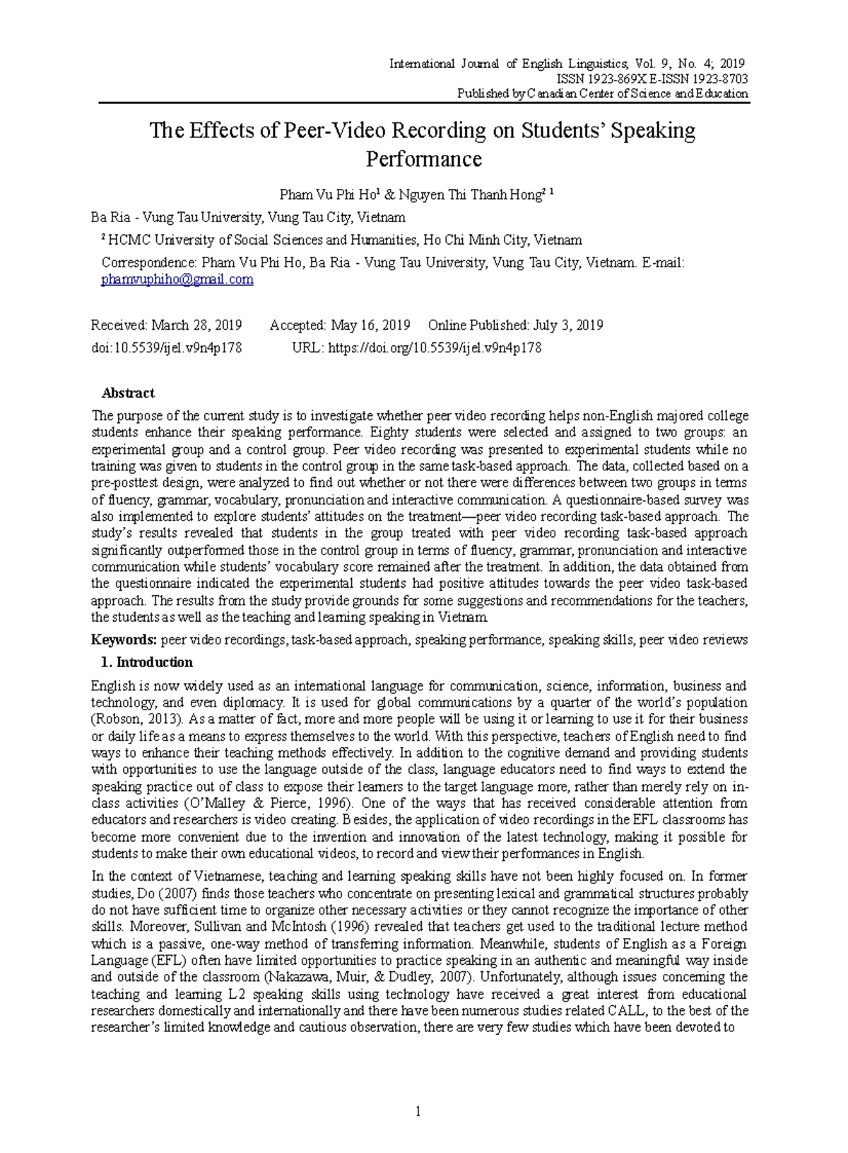 The Effects of Peer Video Recording on S - 1 International Journal of ...