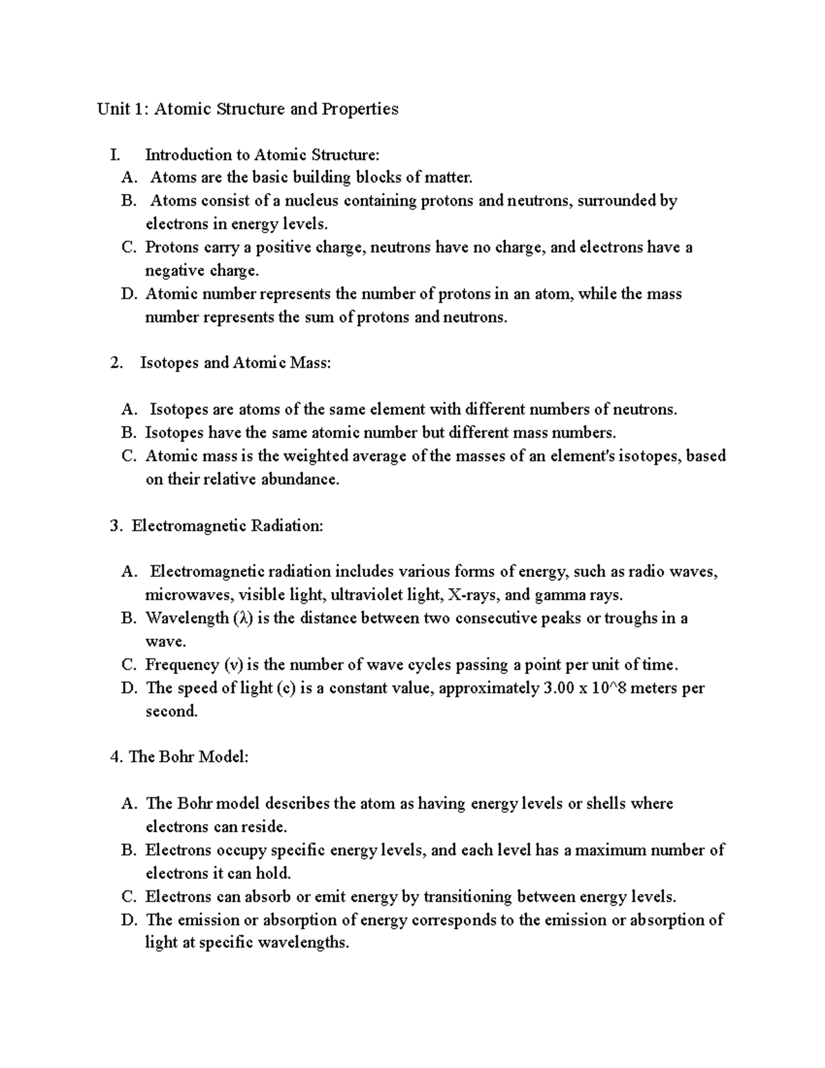 AP chemistry- Atomic Structure and Properties Notes - Unit 1: Atomic ...