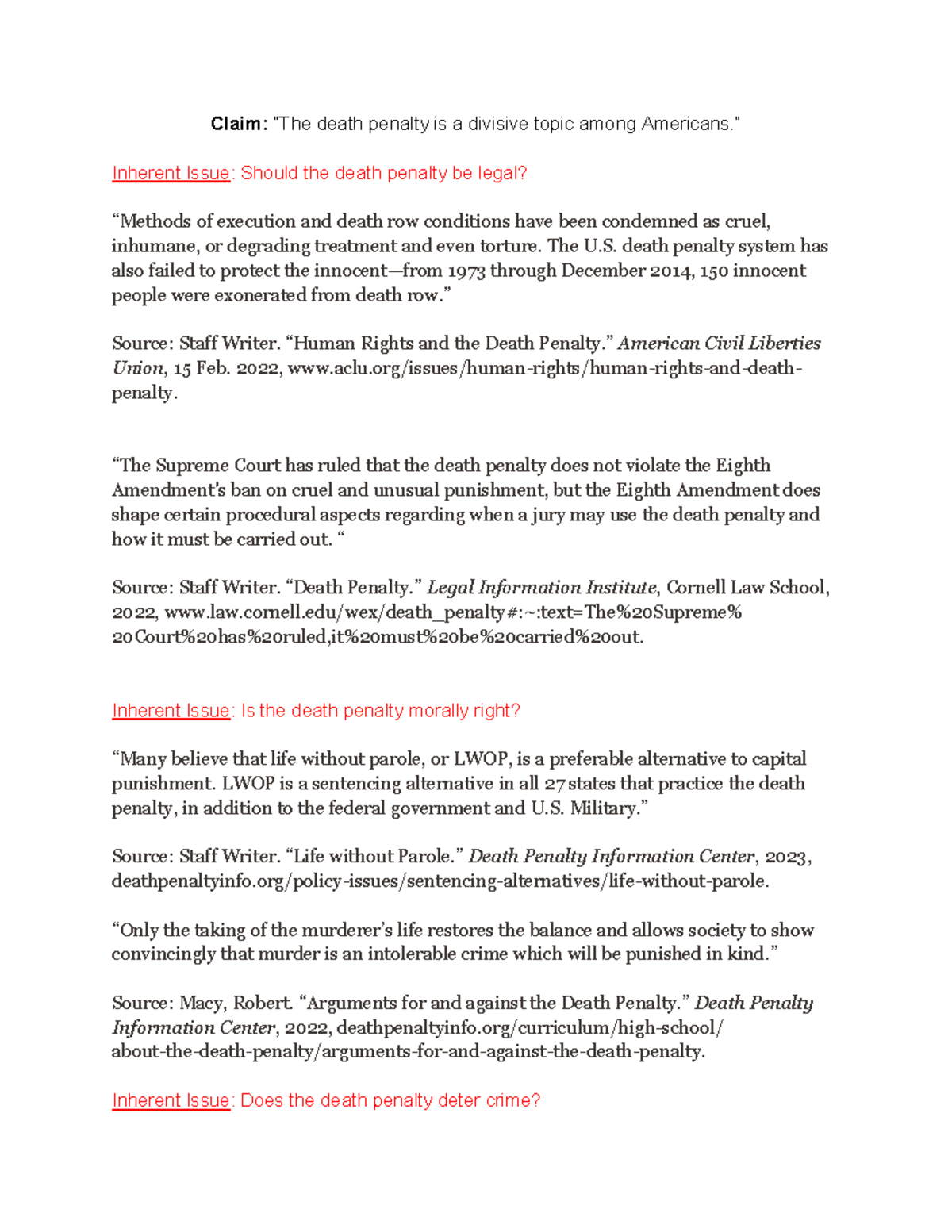 Annotated-source%20organizer - Claim: “The death penalty is a divisive ...