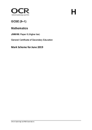 OCR GCSE Maths November 2020 Paper 5 Higher - MATH 3014 - Studocu