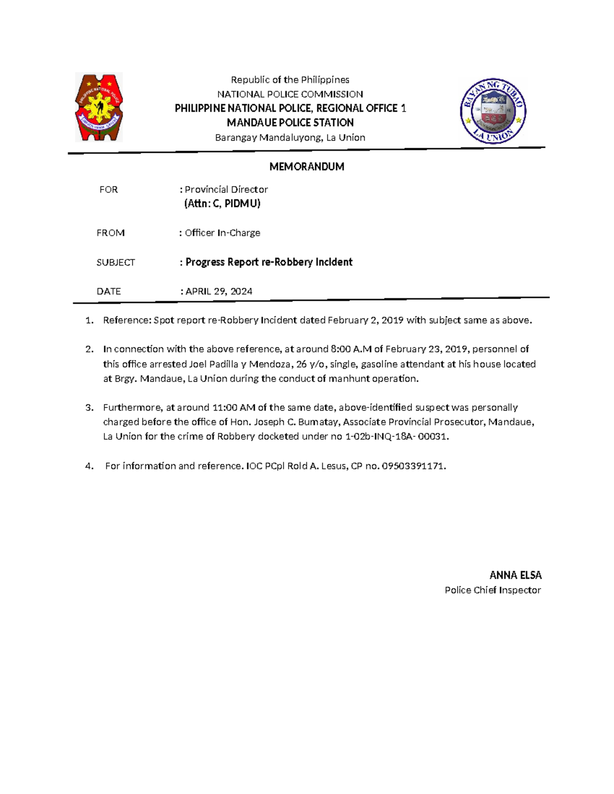 Memorandum-3 - Republic of the Philippines NATIONAL POLICE COMMISSION PHILIPPINE NATIONAL POLICE ...