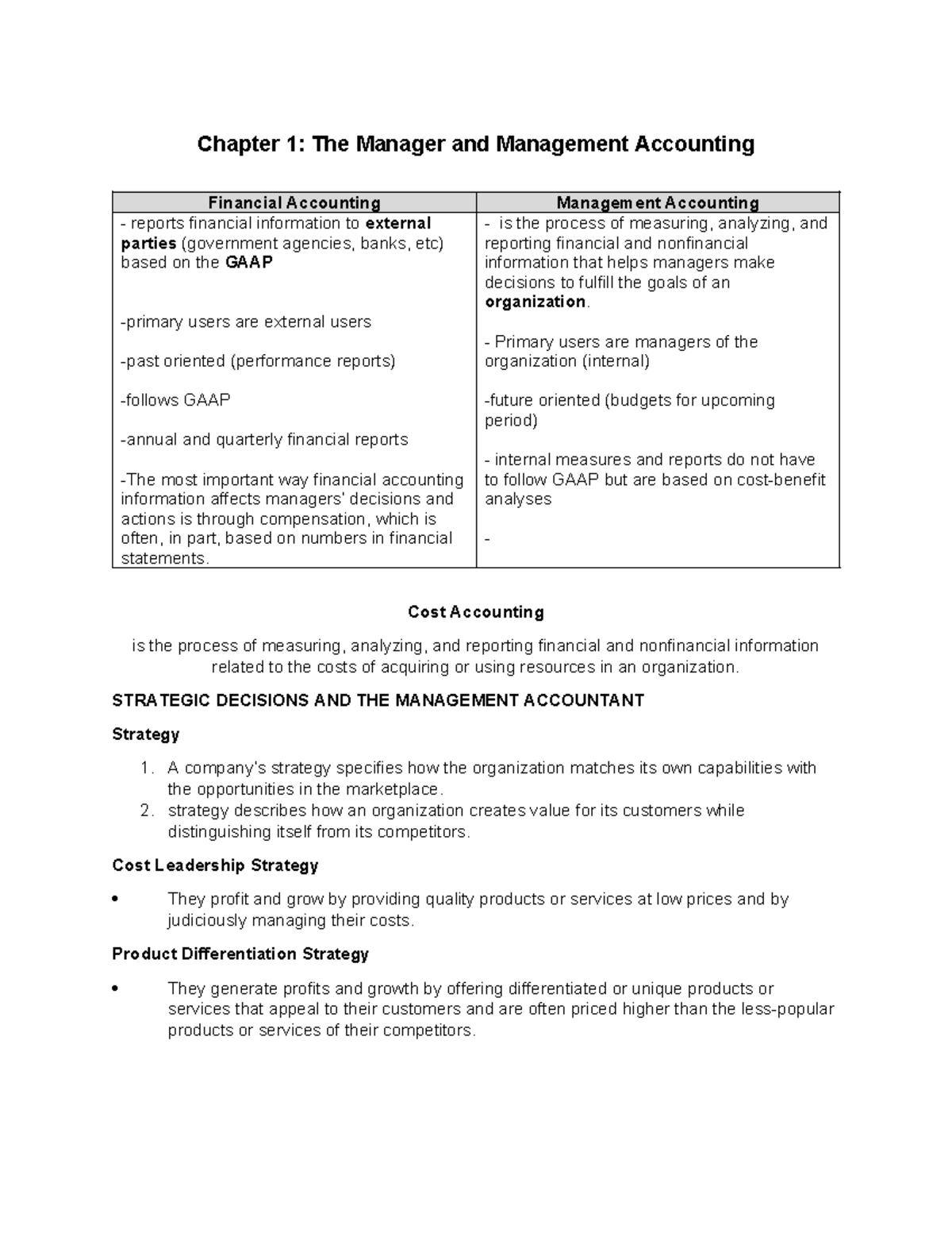 Cost Accounting - Variable Costing Chapter 15 - Chapter 1: The Manager ...