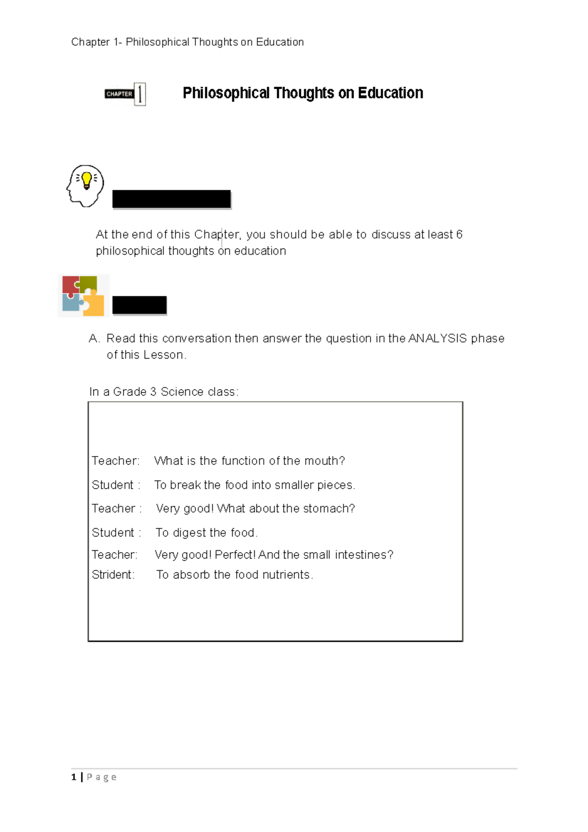 Chapter 1- Philosophical Thoughts on Education - Philosophical Thoughts ...