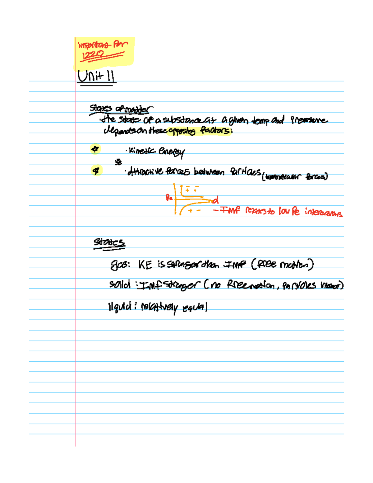 Chemistry 1210 Unit 11 notes - important for 12201 Unit Il ...