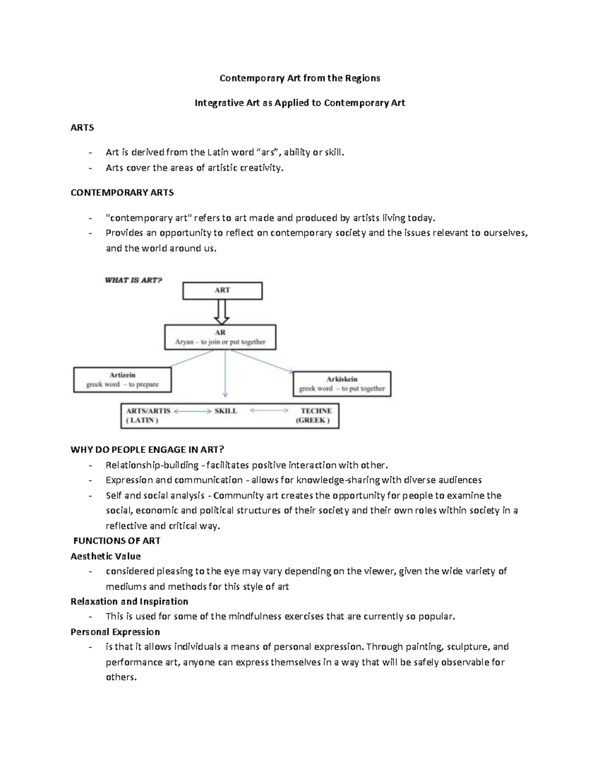 Contemporary Arts - Arts cover the areas of artistic creativity ...